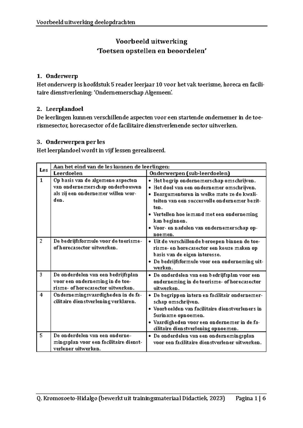 Voorbeeld uitwerking deelopdrachten DTO 11 10 23 - Voorbeeld uitwerking ...