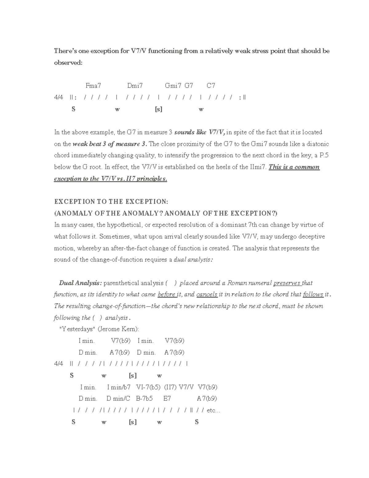 harmony 4 part 7 - There’s one exception for V7/V functioning from a ...