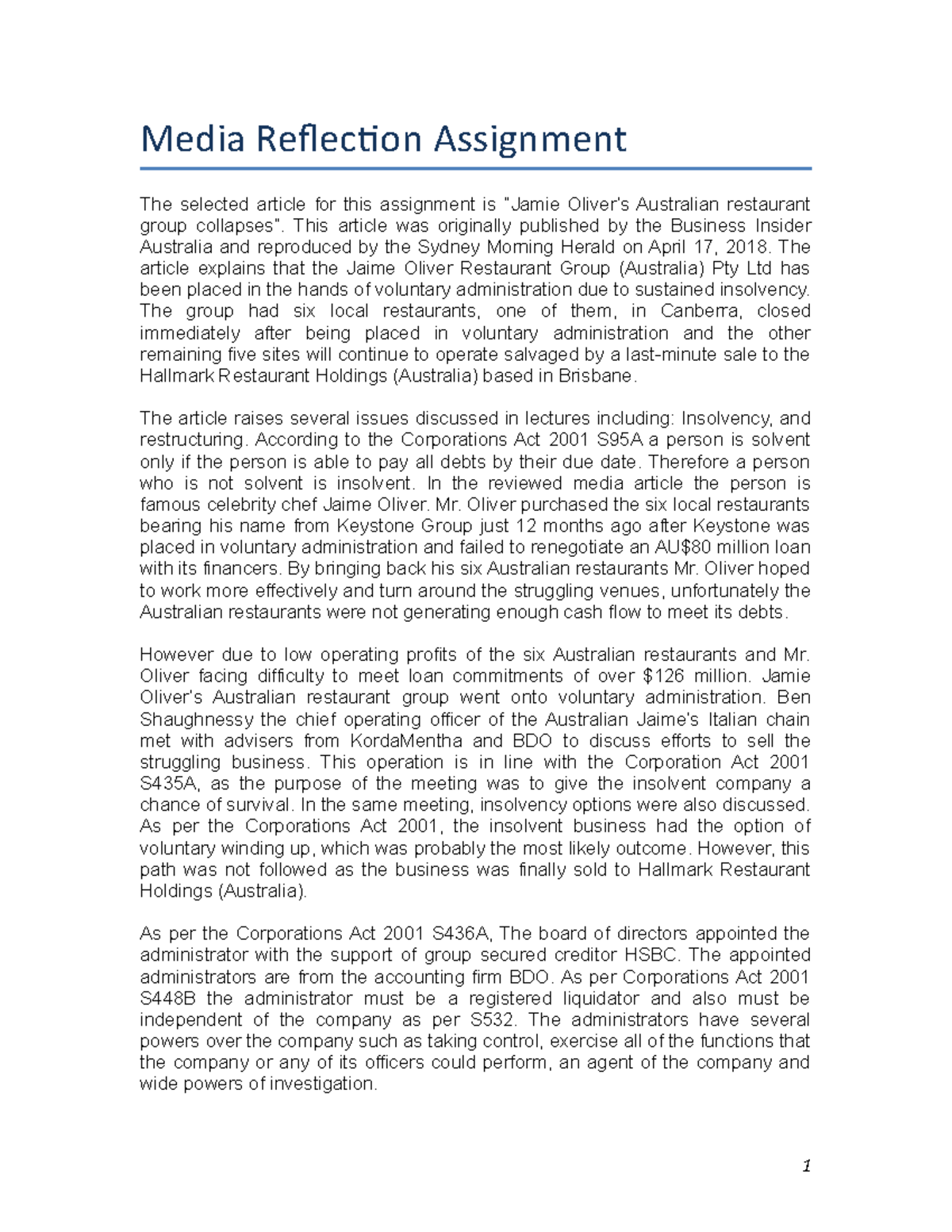 Media Reflection Assignment - This article was originally published by ...