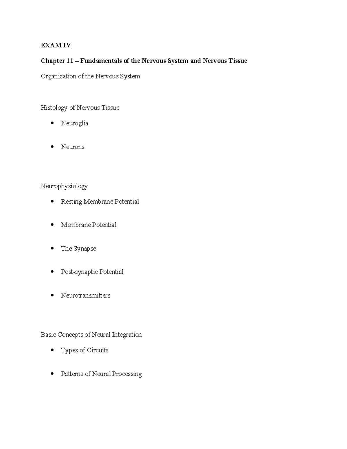 EXAM IV Chapter Guides - EXAM IV Chapter 11 – Fundamentals of the ...