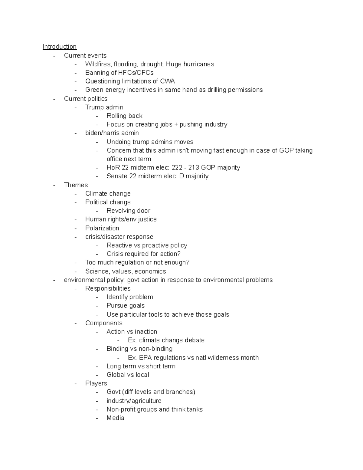 Ensp102 lecture notes - pre-exam 1 - goger - Introduction - Current ...