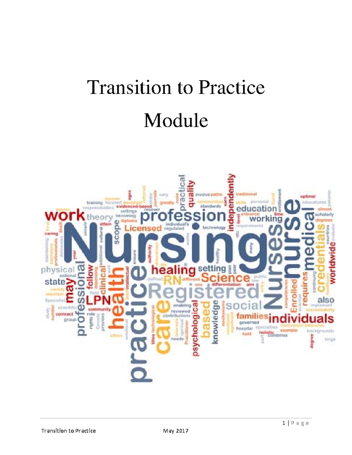 Transitionto Practice Module - 1 | P a g e Transition to Practice ...