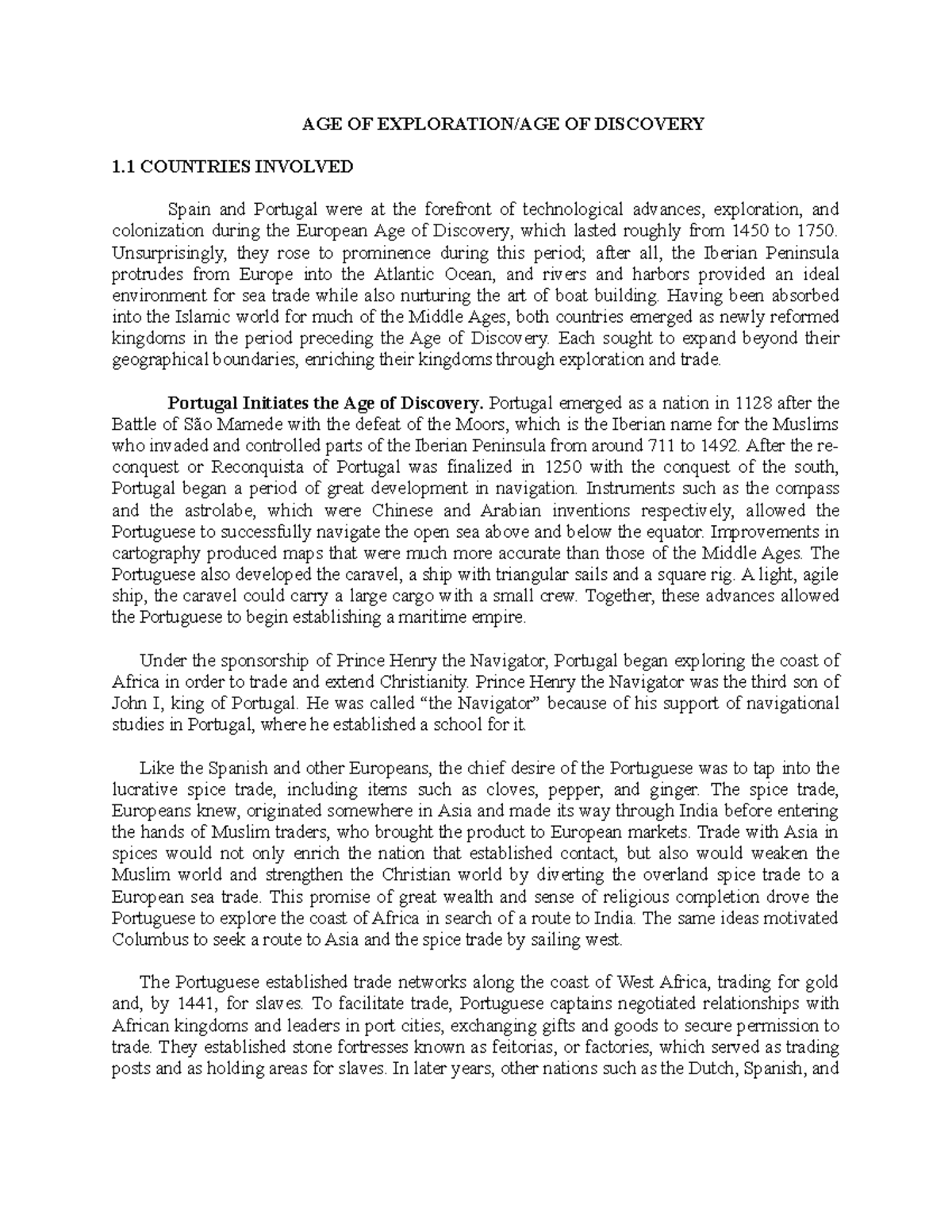 AGE OF Exploration - History - AGE OF EXPLORATION/AGE OF DISCOVERY 1 ...