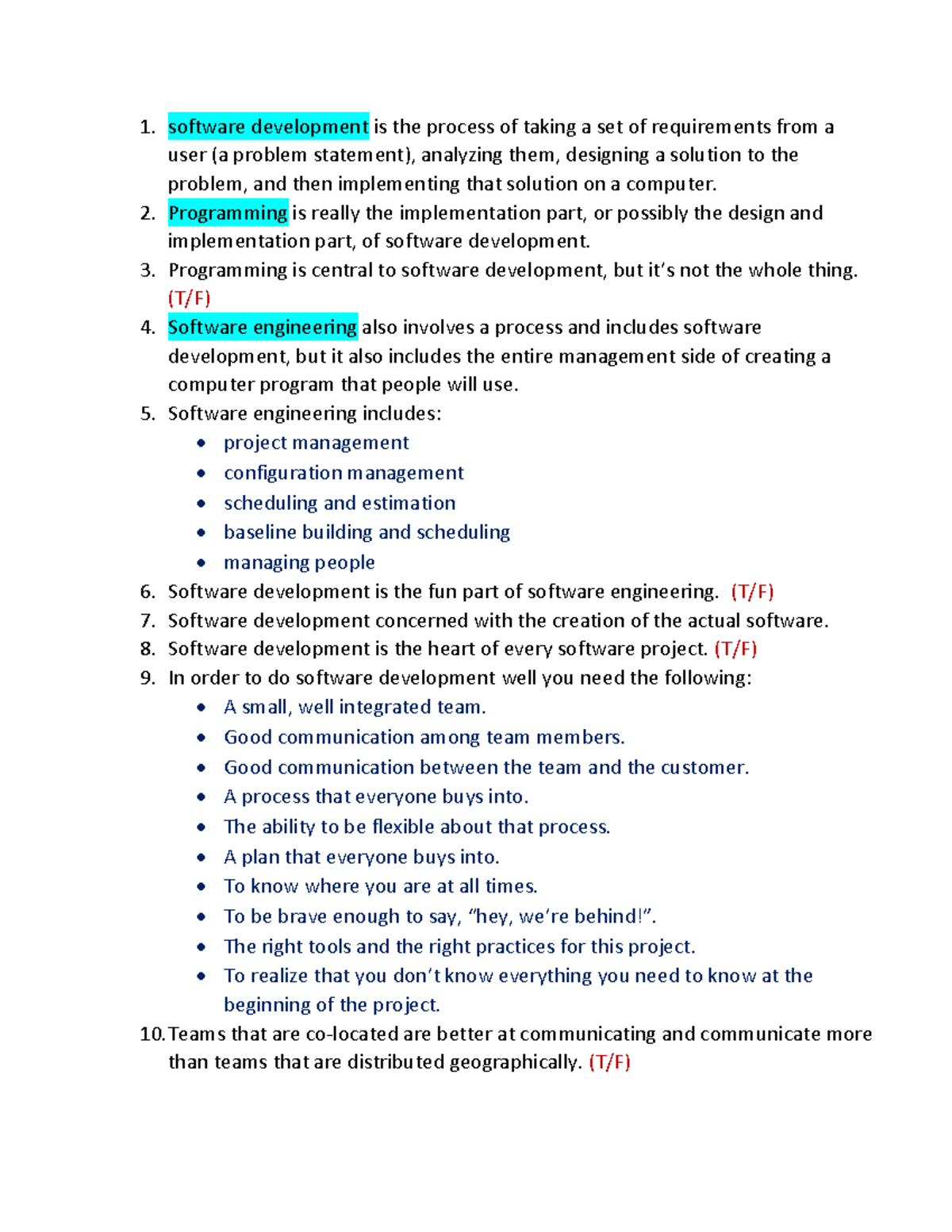 Software Engineering Chapter 1 Software Development Is The Process Of Taking A Set Of
