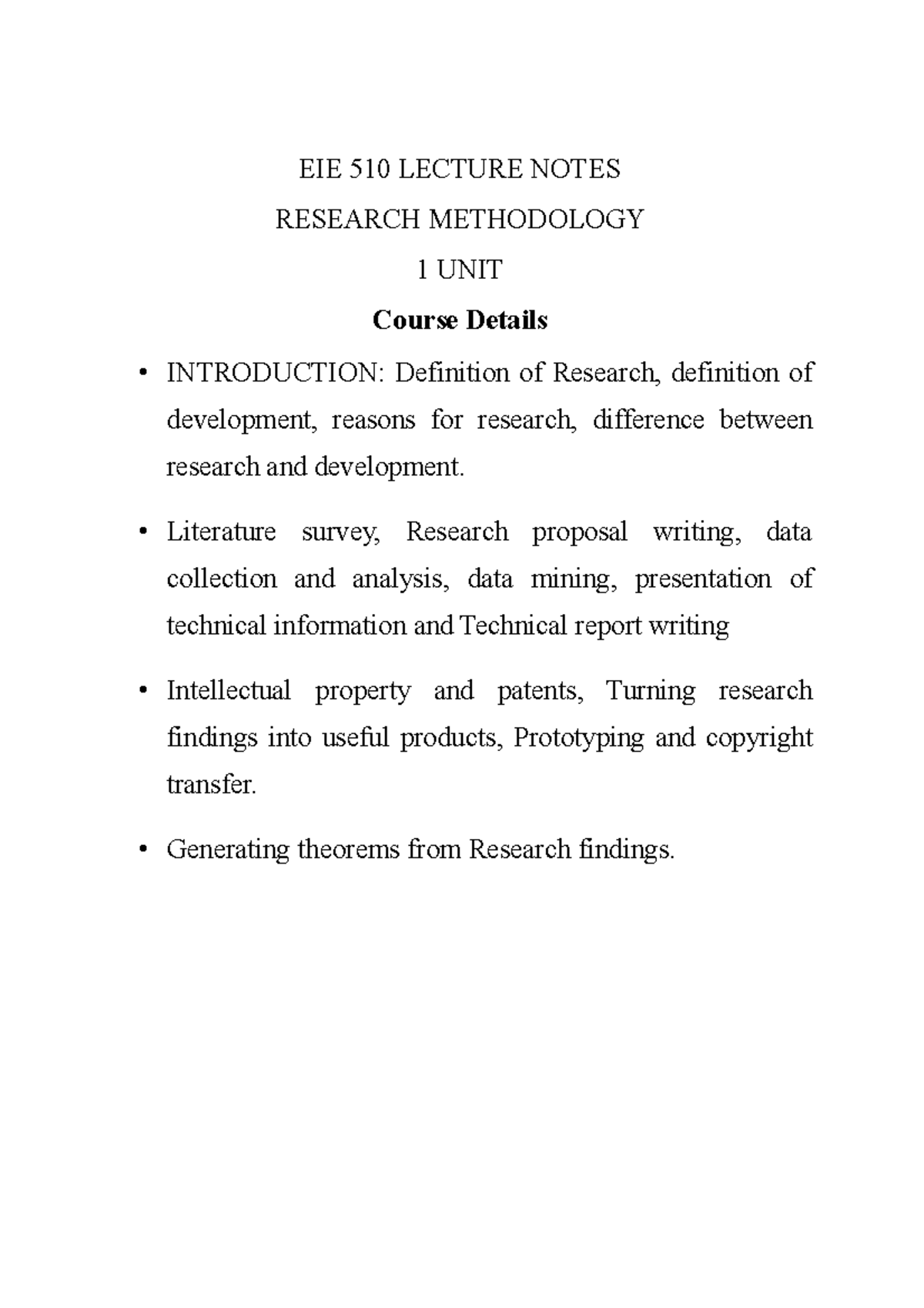 Research Methods Lecture NOTE FOR Diploma Student - EIE 510 LECTURE ...