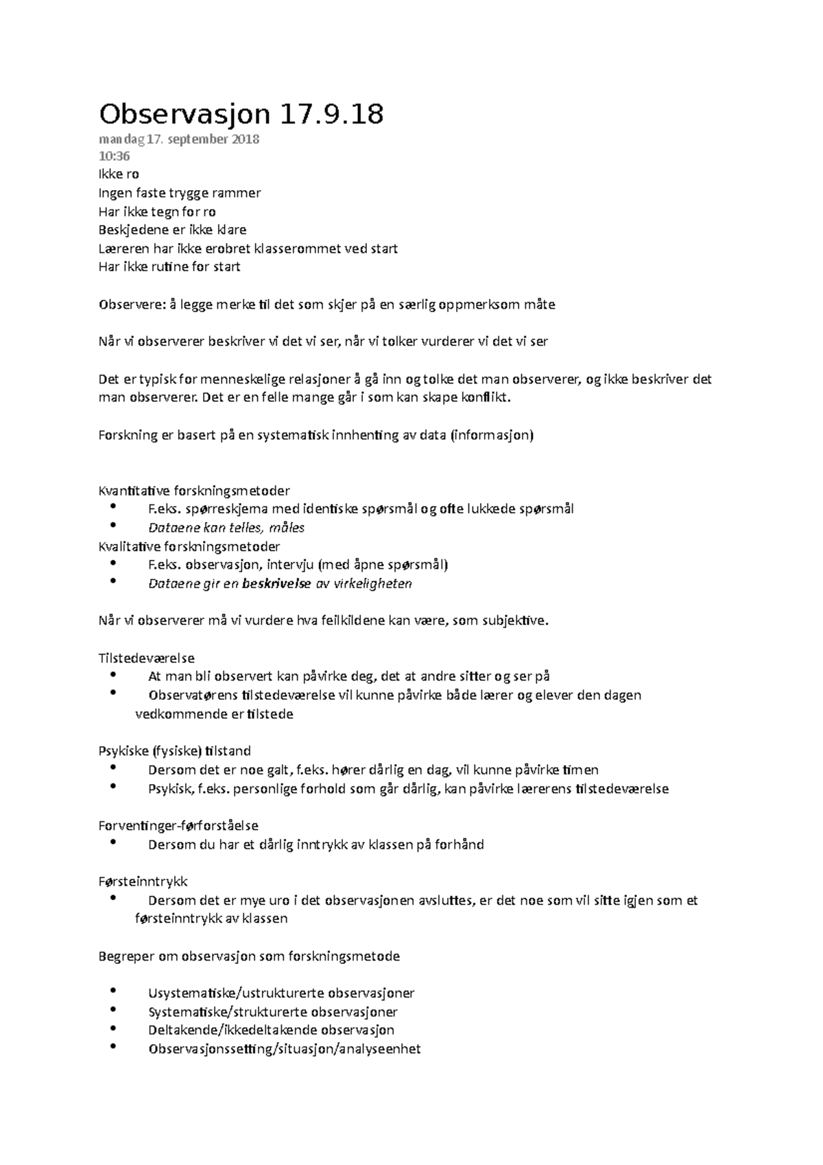 Observasjon - hvordan gå frem å observere en situasjon - Observasjon 17 ...