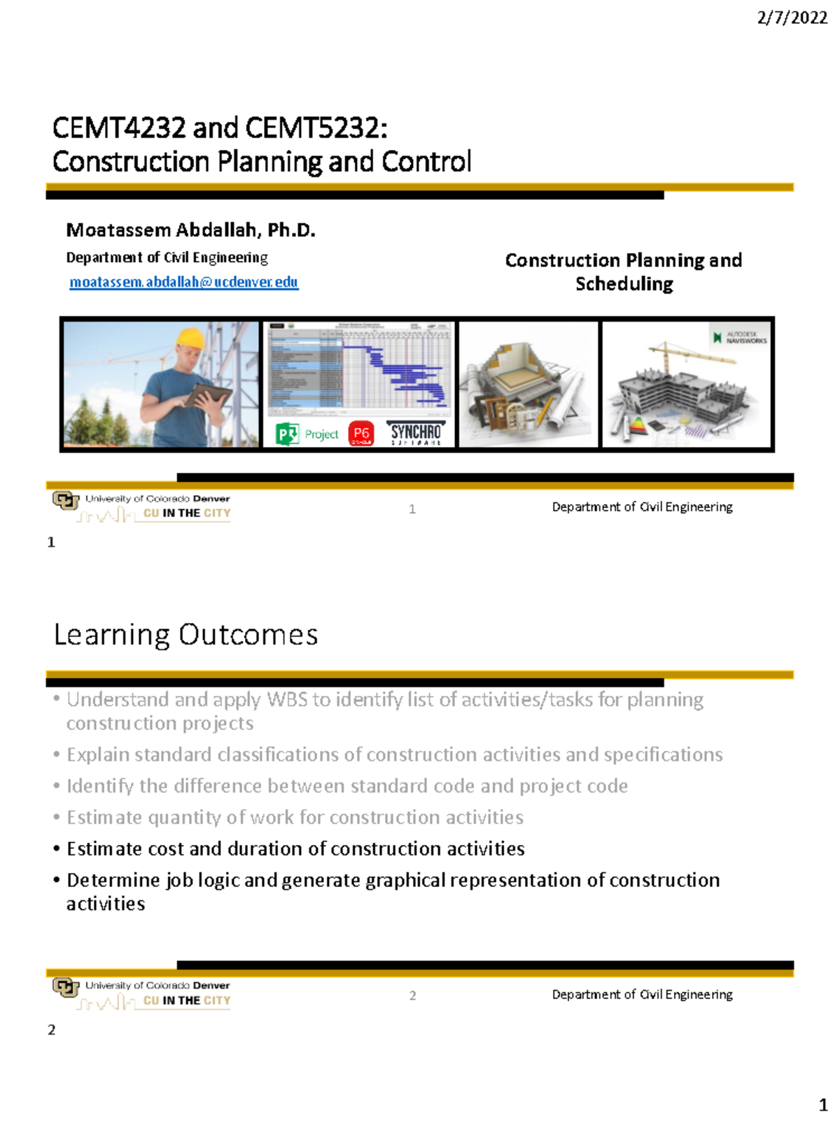 Construction Planning and Control - Construction Planning 2 ...