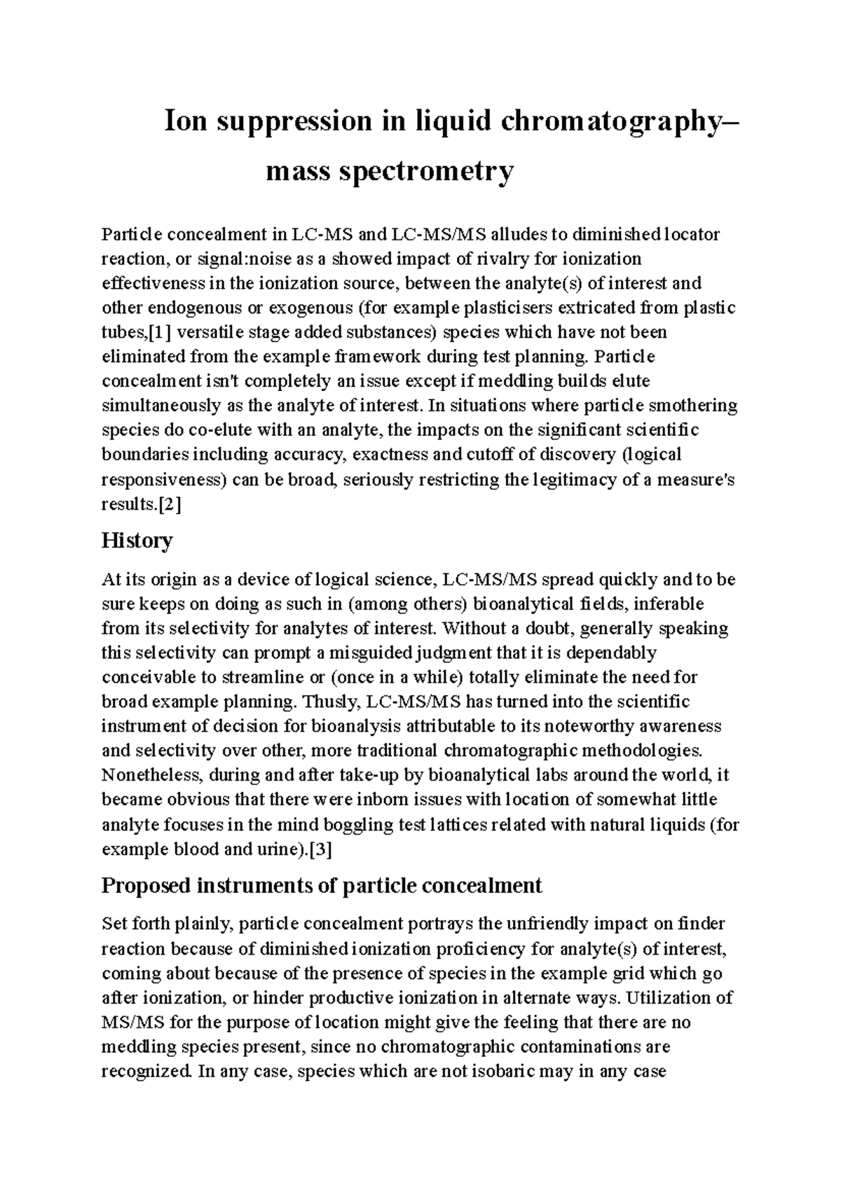 Ion suppression in liquid chromatography– - Particle concealment isn't ...
