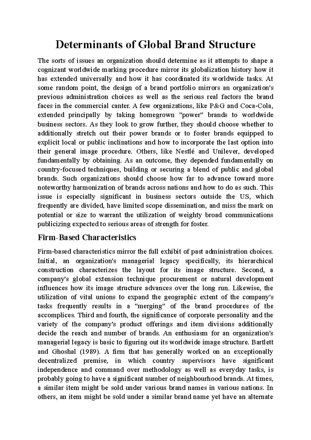 Determinants of Global Brand Structure - At some random point, the ...