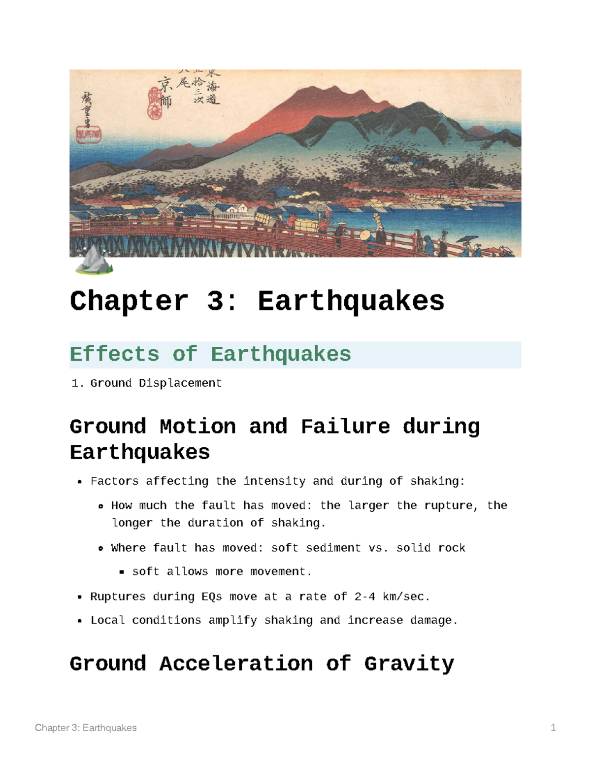 Chapter 3 Earthquakes - GLY 100 with El-Shazley - Chapter 3 ...