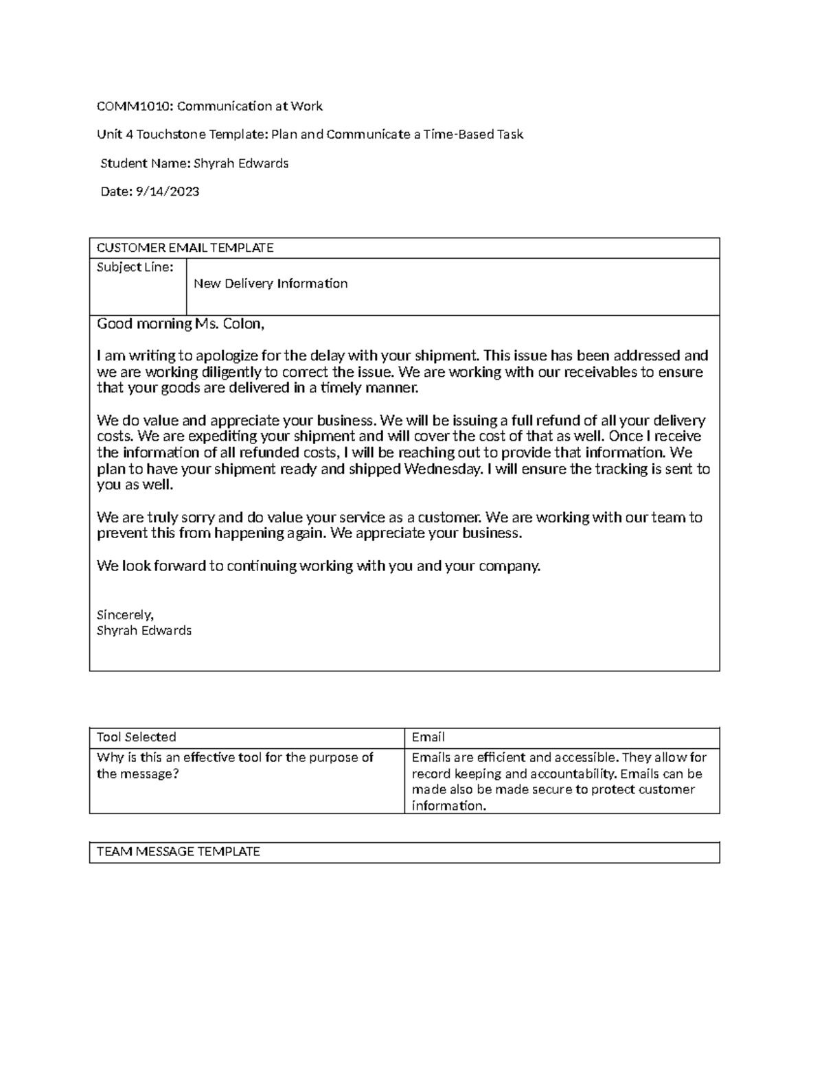 Touchstone 4 - Copy - COMM1010: Communication at Work Unit 4 Touchstone ...
