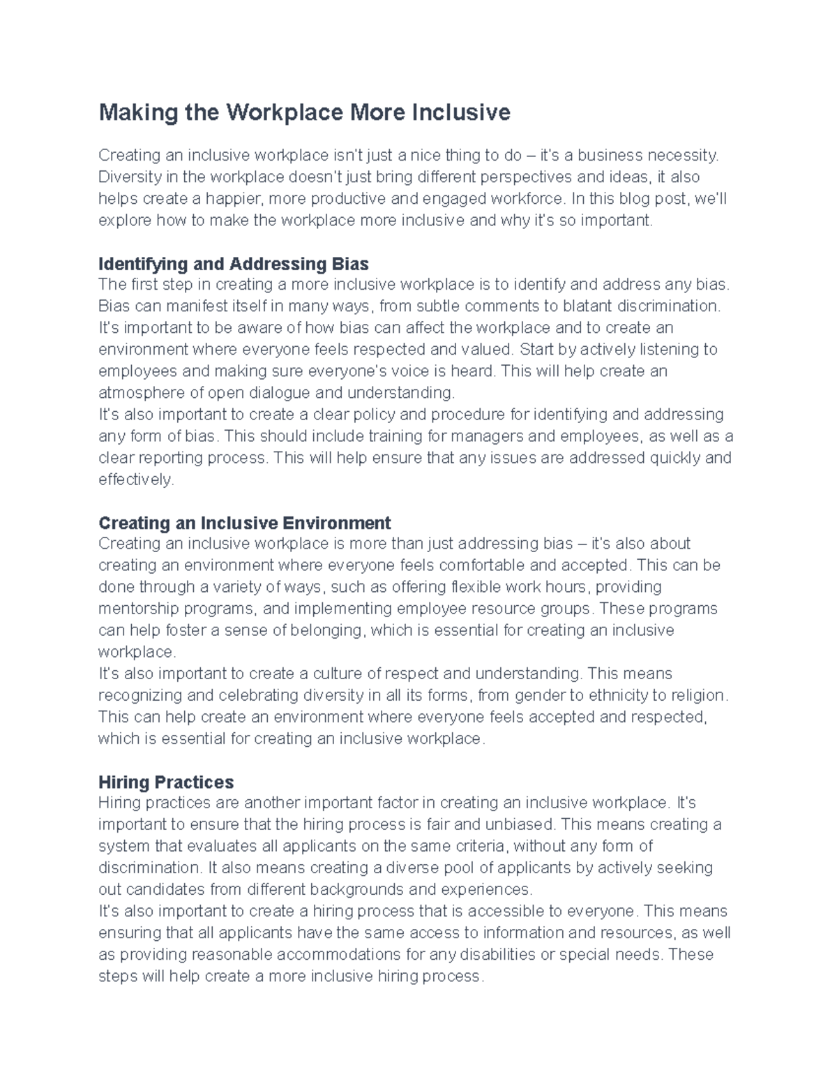 Making the Workplace More Inclusive - Making the Workplace More ...