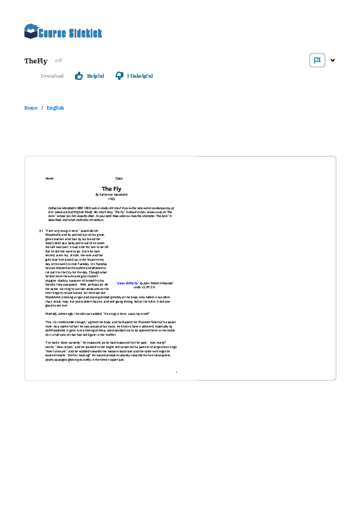 The Fly (pdf) - Course Sidekick - TheFly .pdf Download Helpful 1 ...