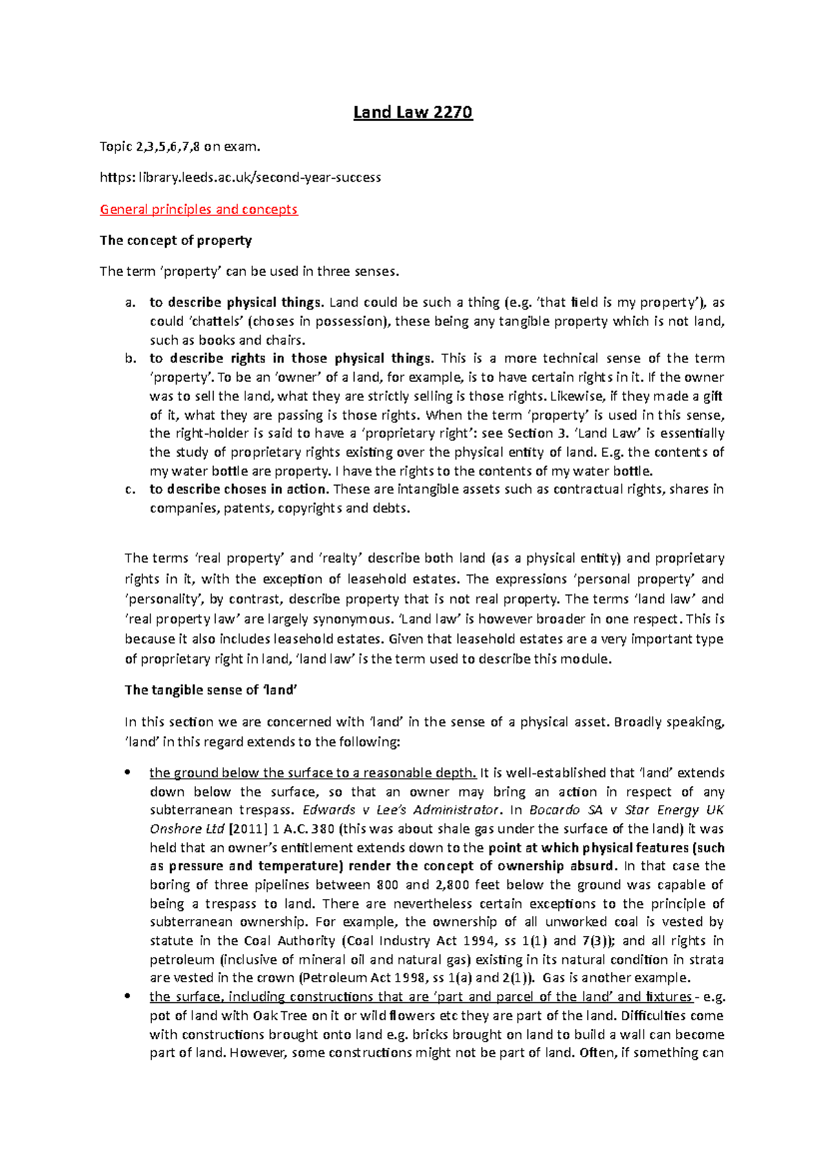 2270 Land Law - Notes for all topics. - Land Law 2270 Topic 2,3,5,6,7,8 ...