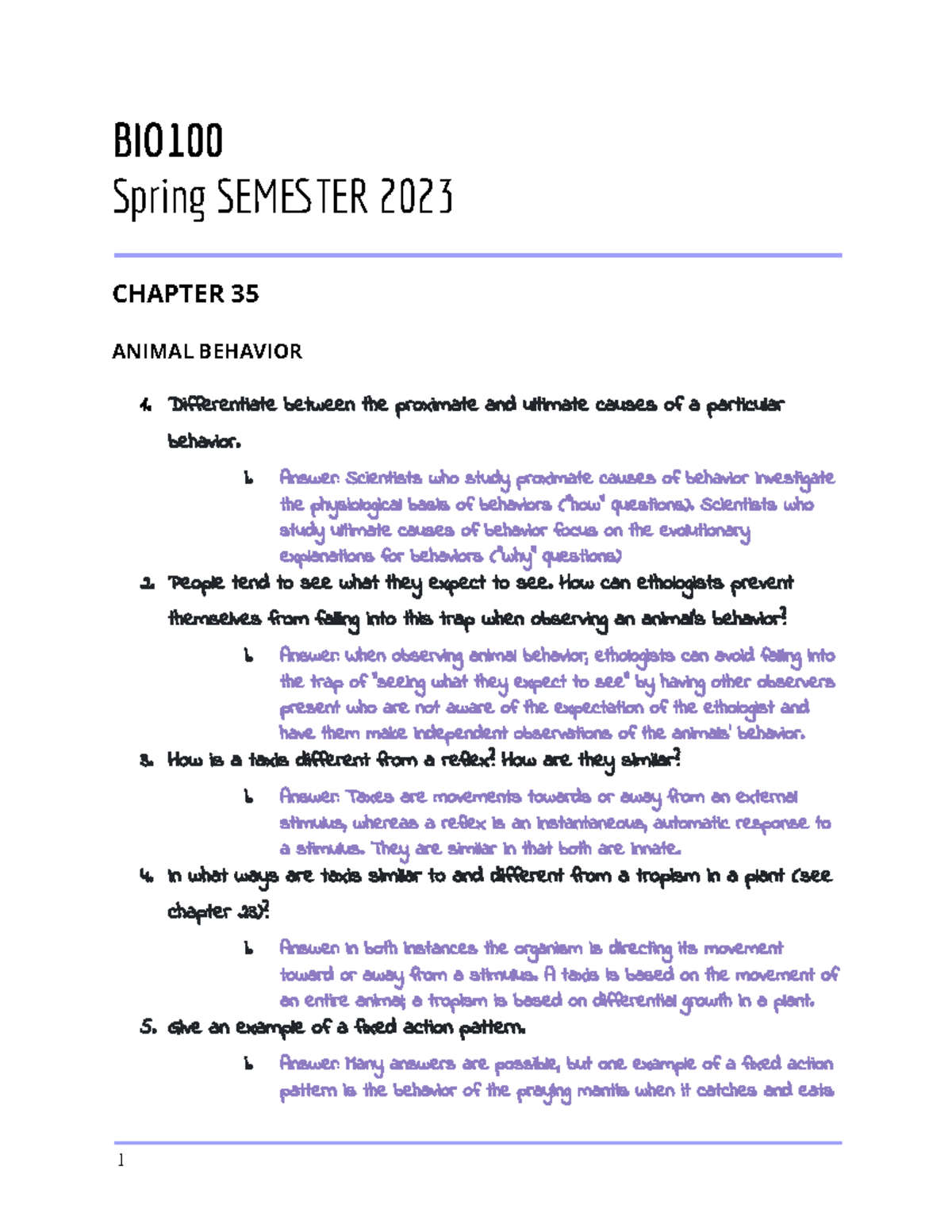 CH. 35 Animal Behavior - BIO Spring SEMTER 2023 CHAPTER 35 ANIMAL ...