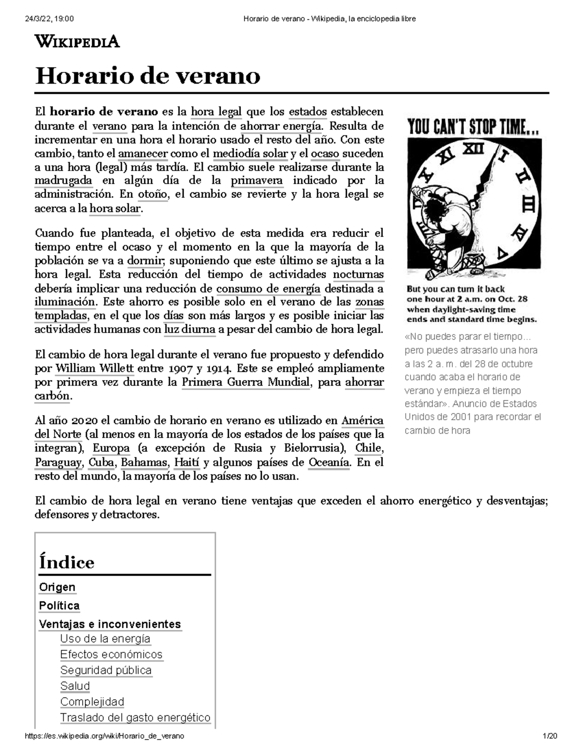Horario de verano - Wikipedia, la enciclopedia libre - «No puedes parar ...