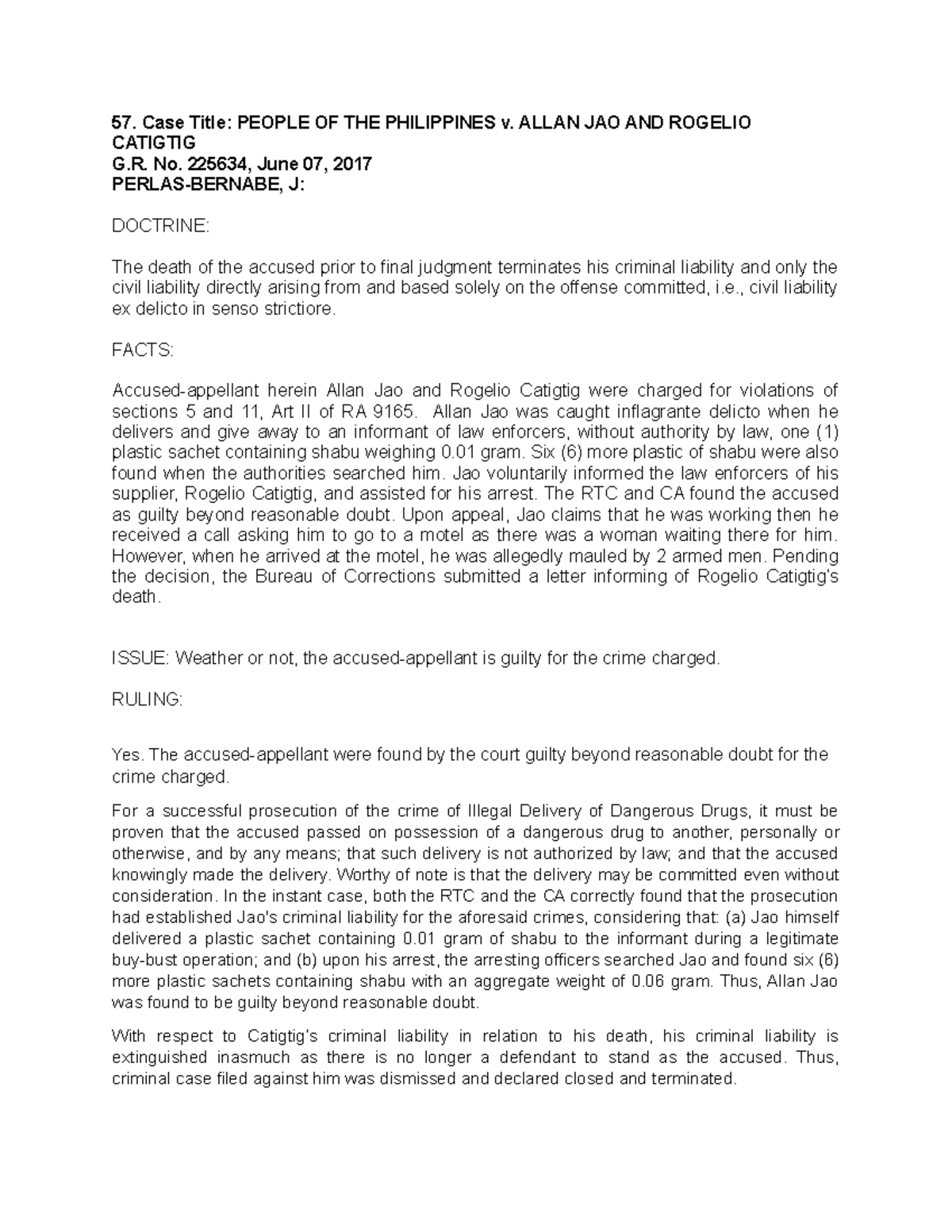 Case Digest for Constitutional Law Two - 57. Case Title: PEOPLE OF THE ...