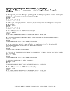 Chapter 10 Integer Programming, Goal Programming, and Nonlinear Programming - Answer: TRUE Diff ...