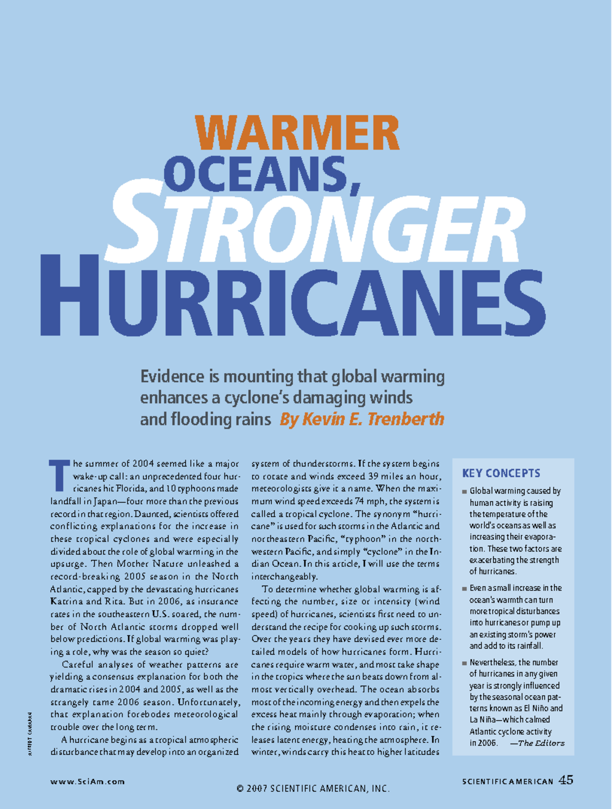 Warmer Oceans Stronger Hurricanes - WARMER OCEANS, KEY CONCEPTS Global ...