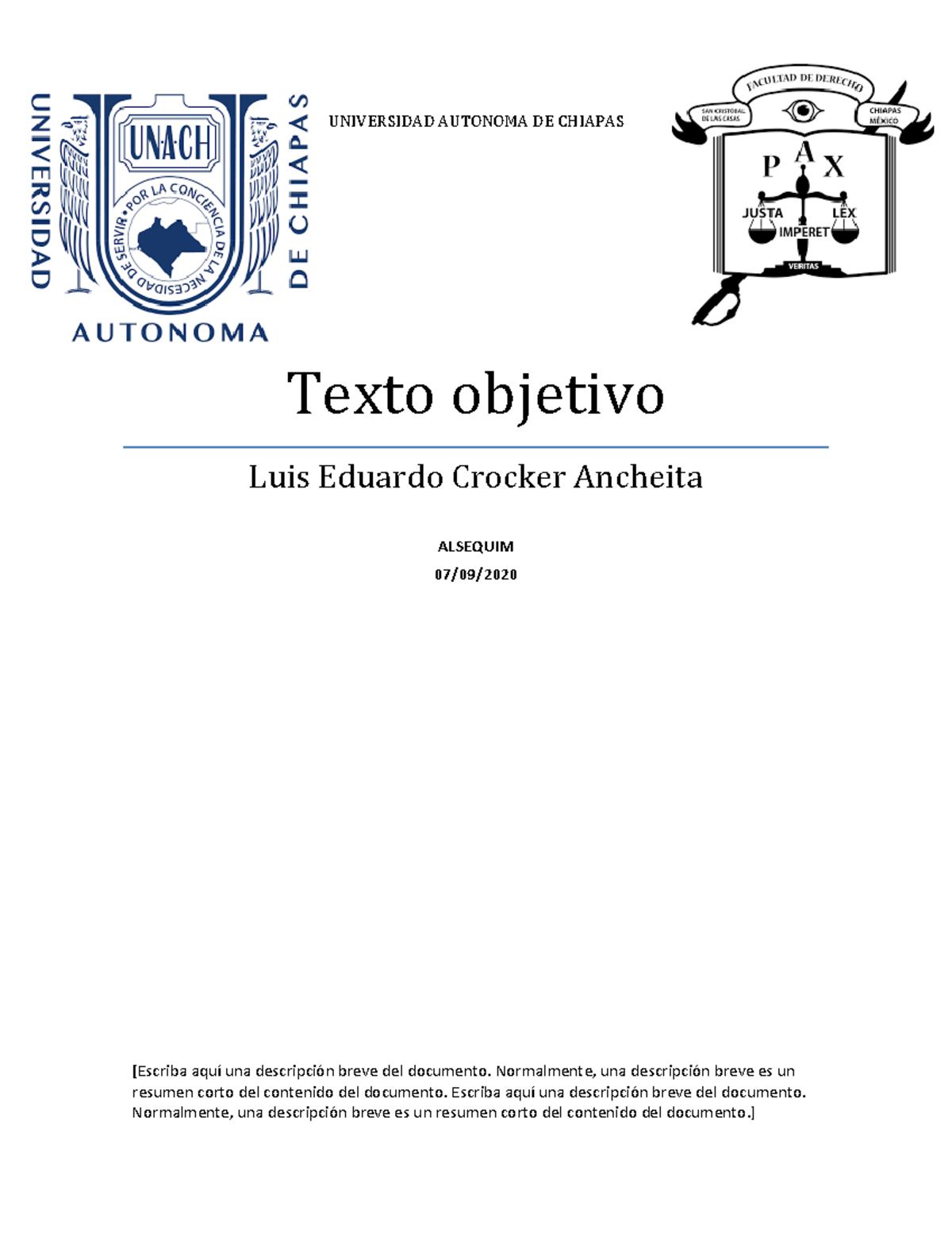 Texto objetivo - Apuntes 23 - UNIVERSIDAD AUTONOMA DE CHIAPAS Texto ...