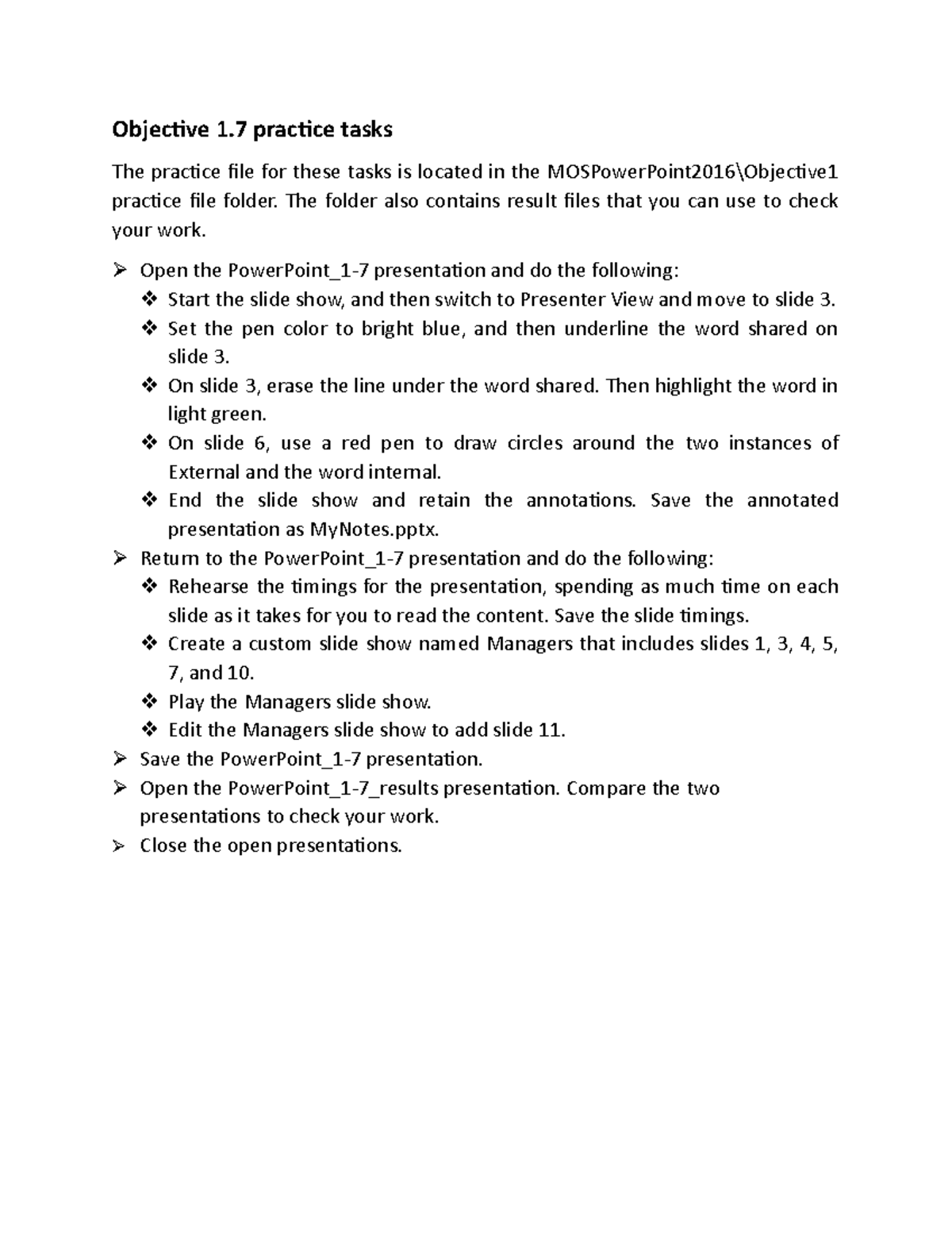 Practice Objective 1 - qqeddsa - Objective 1 practice tasks The ...