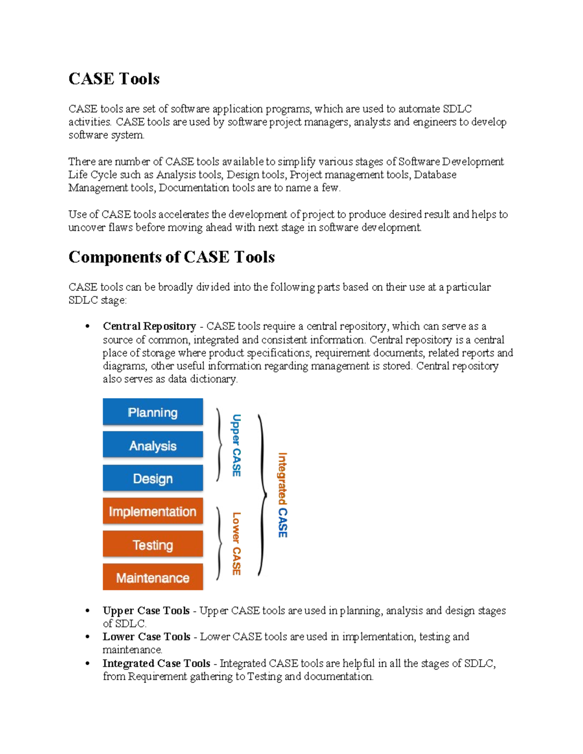 Cit 1201 Week12 Lecture Notes To Structured Programming Case Tools Case Tools Are Set Of