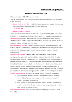 Mental Health Law LG1 - MENTAL HEALTH AND MENTAL CAPACITY LAW LARGE ...