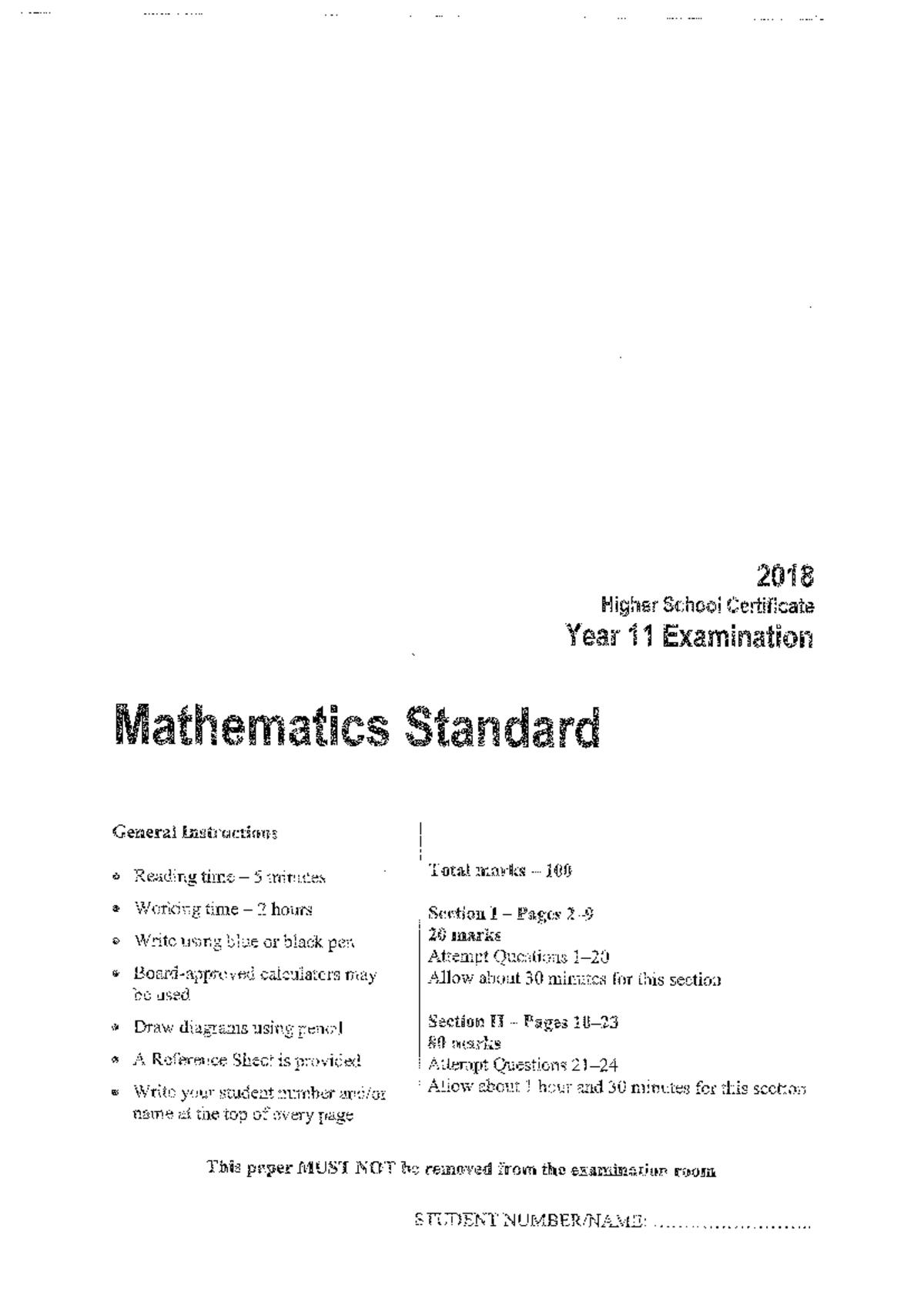 Prelim Standard Maths Independent Yearly with solutions - 2018 Higher ...