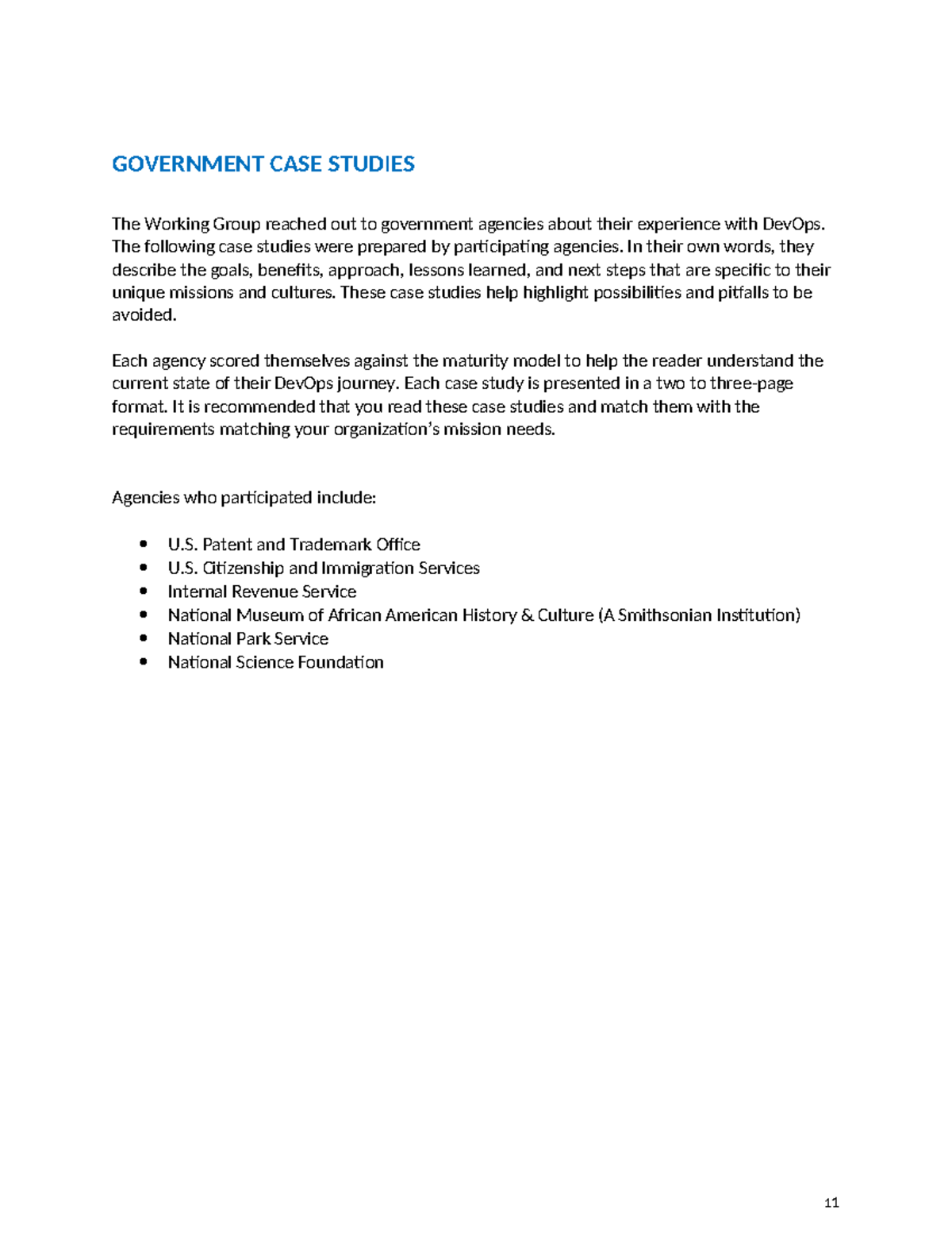 Dev Ops CASE Study 1 - GOVERNMENT CASE STUDIES The Working Group ...