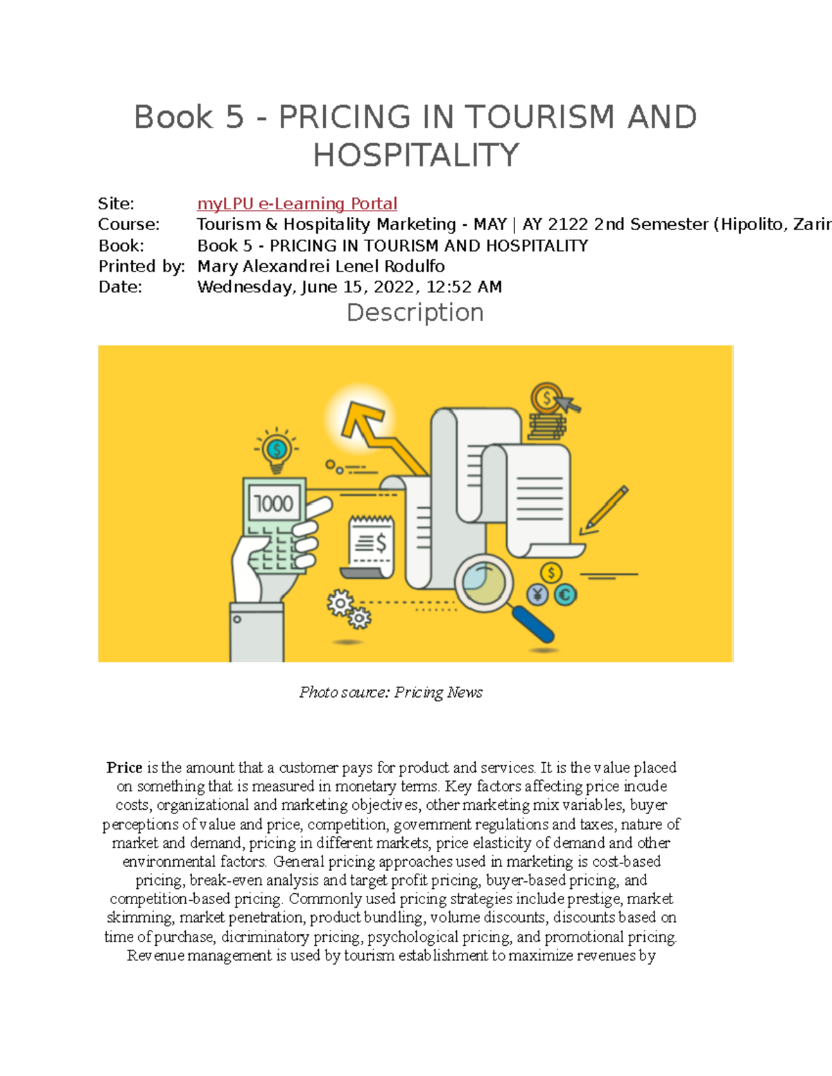 Finals Marketing - hello - Book 5 - PRICING IN TOURISM AND HOSPITALITY ...
