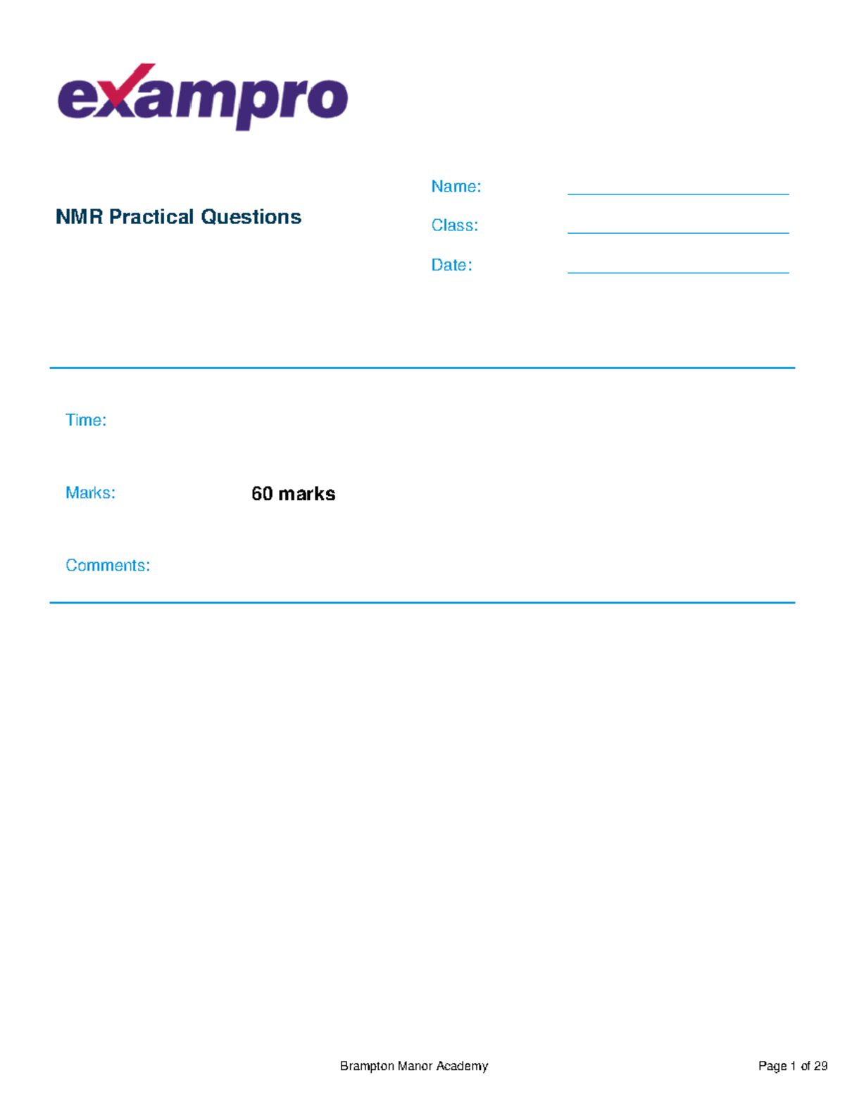 NMR Practical Questions - NMR Practical Questions Name ...