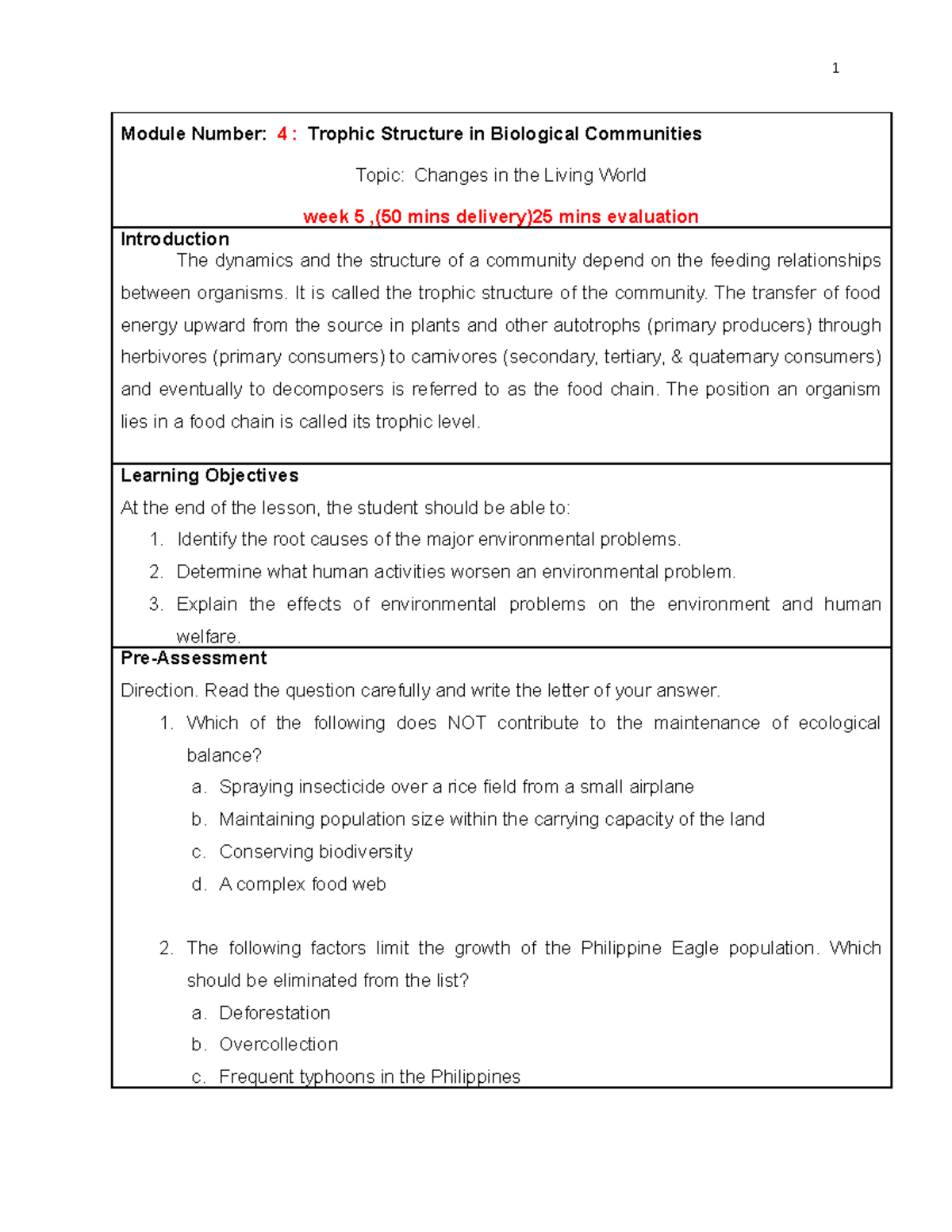 4module GS Trophic Stru in Biol Com week5 - Module Number: 4 : Trophic ...