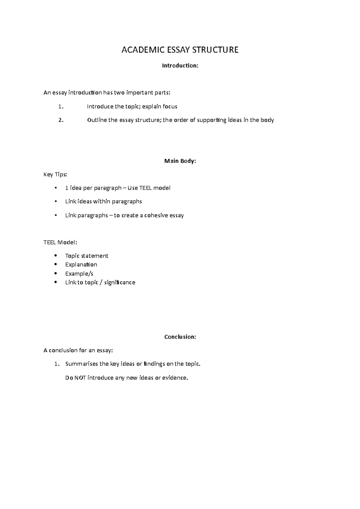 Essay Structure - BN NOTES SUMMARY - ACADEMIC ESSAY STRUCTURE ...