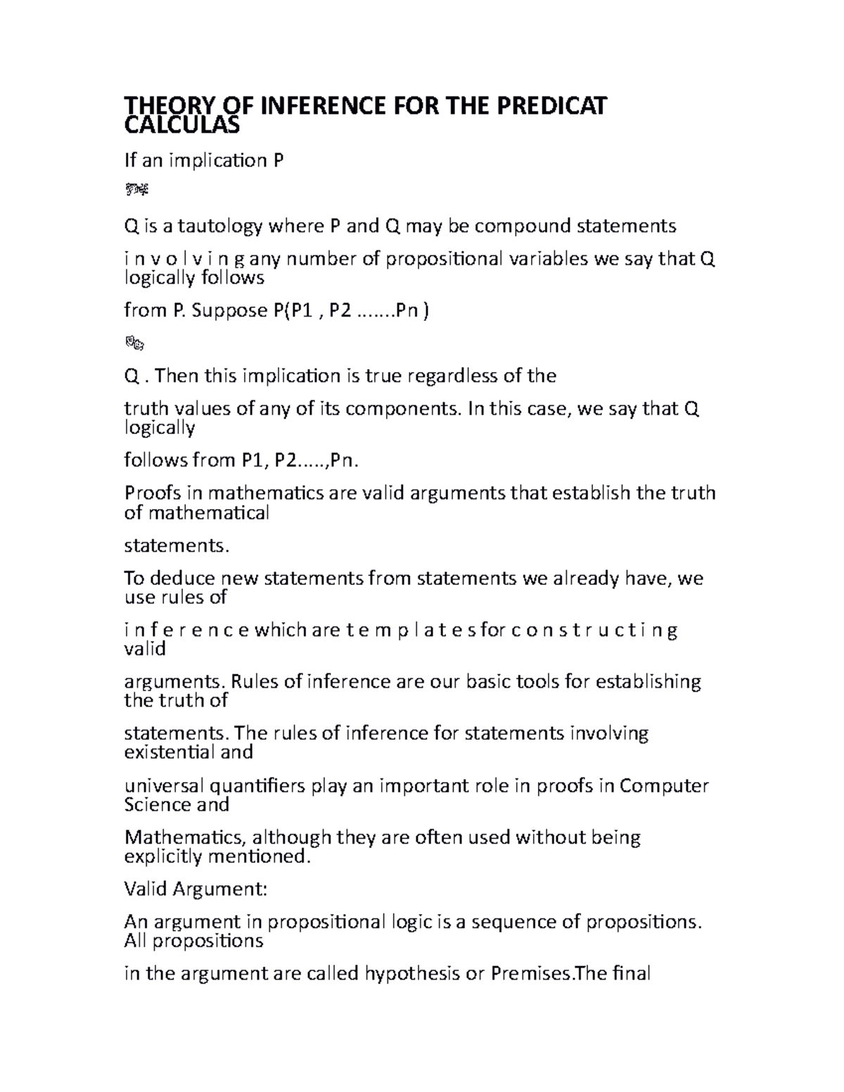 Theory OF Inference FOR THE Predicat Calculas - THEORY OF INFERENCE FOR ...