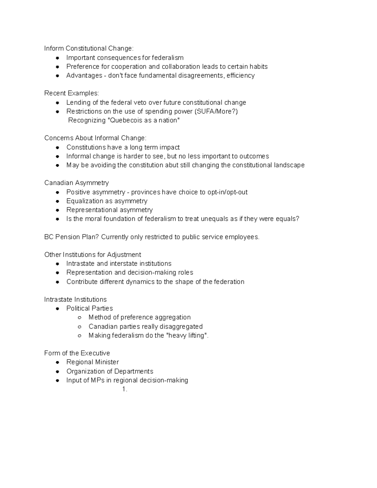 POLI303 Lecture 7Notes - Inform Constitutional Change: Important ...