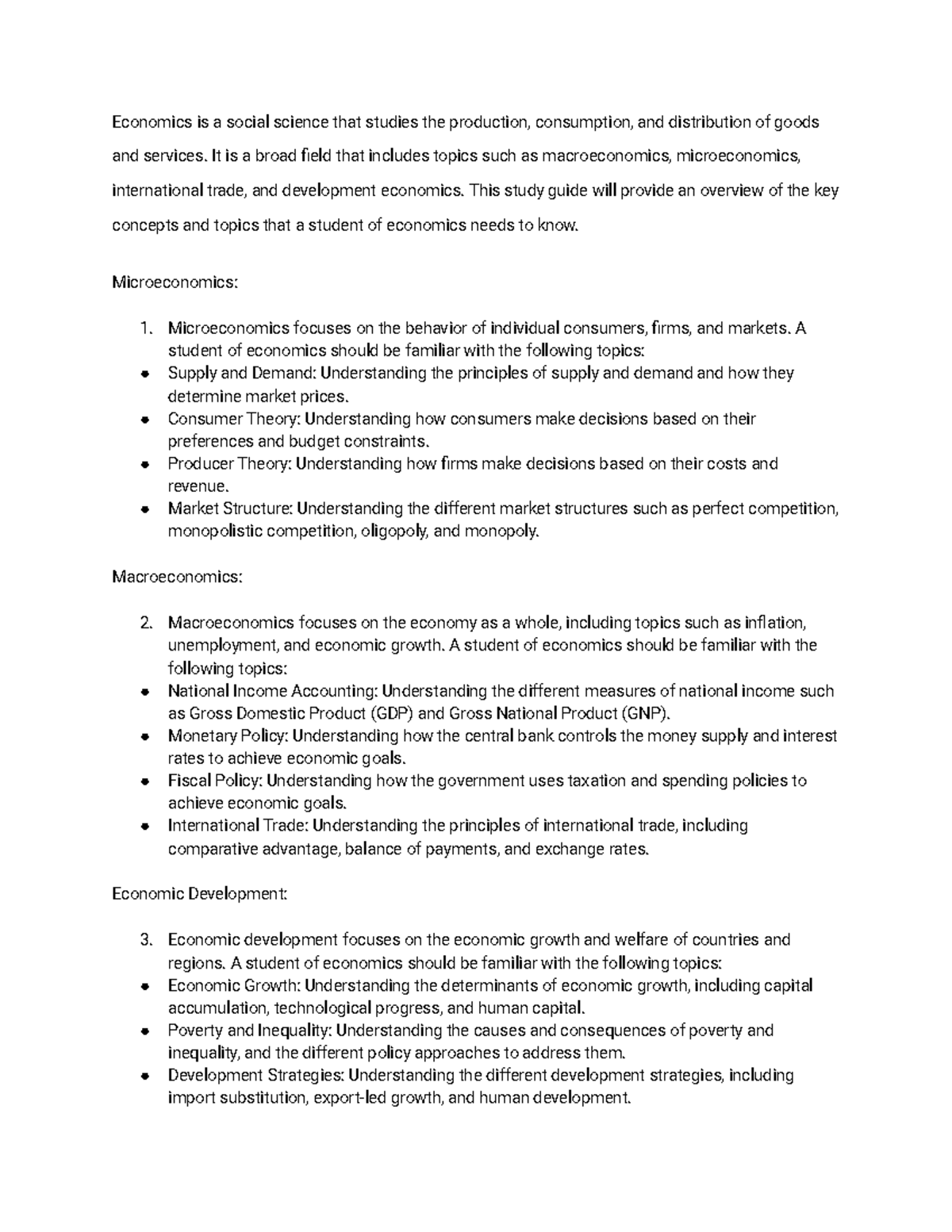 Economics Study Guide - Economics is a social science that studies the ...