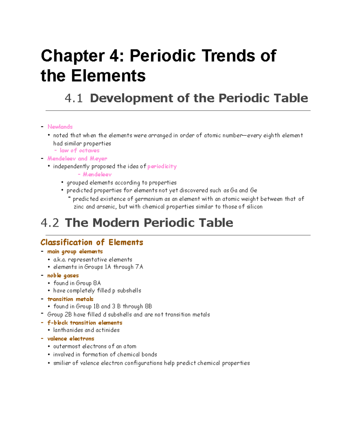 CHEM Chapter 4 - Chapter 4: Periodic Trends of the Elements 4 ...