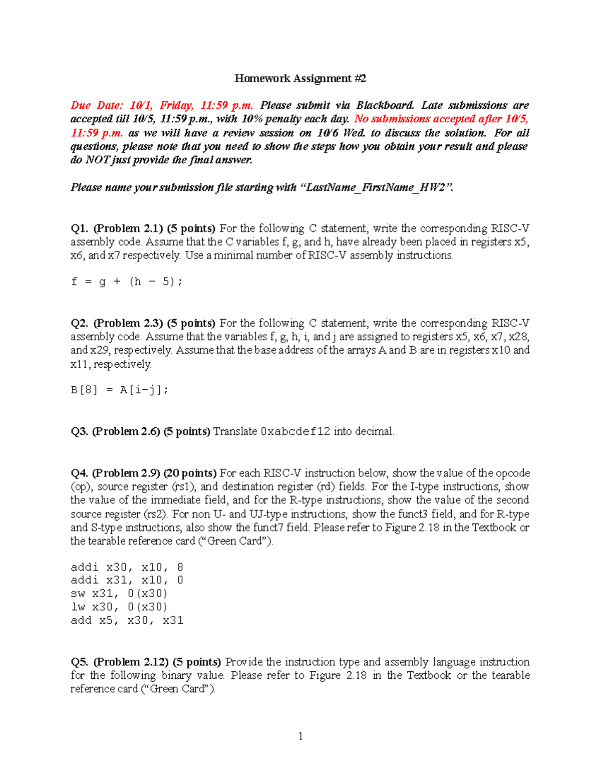 Assignment 2 - Please submit via Blackboard. Late submissions are ...