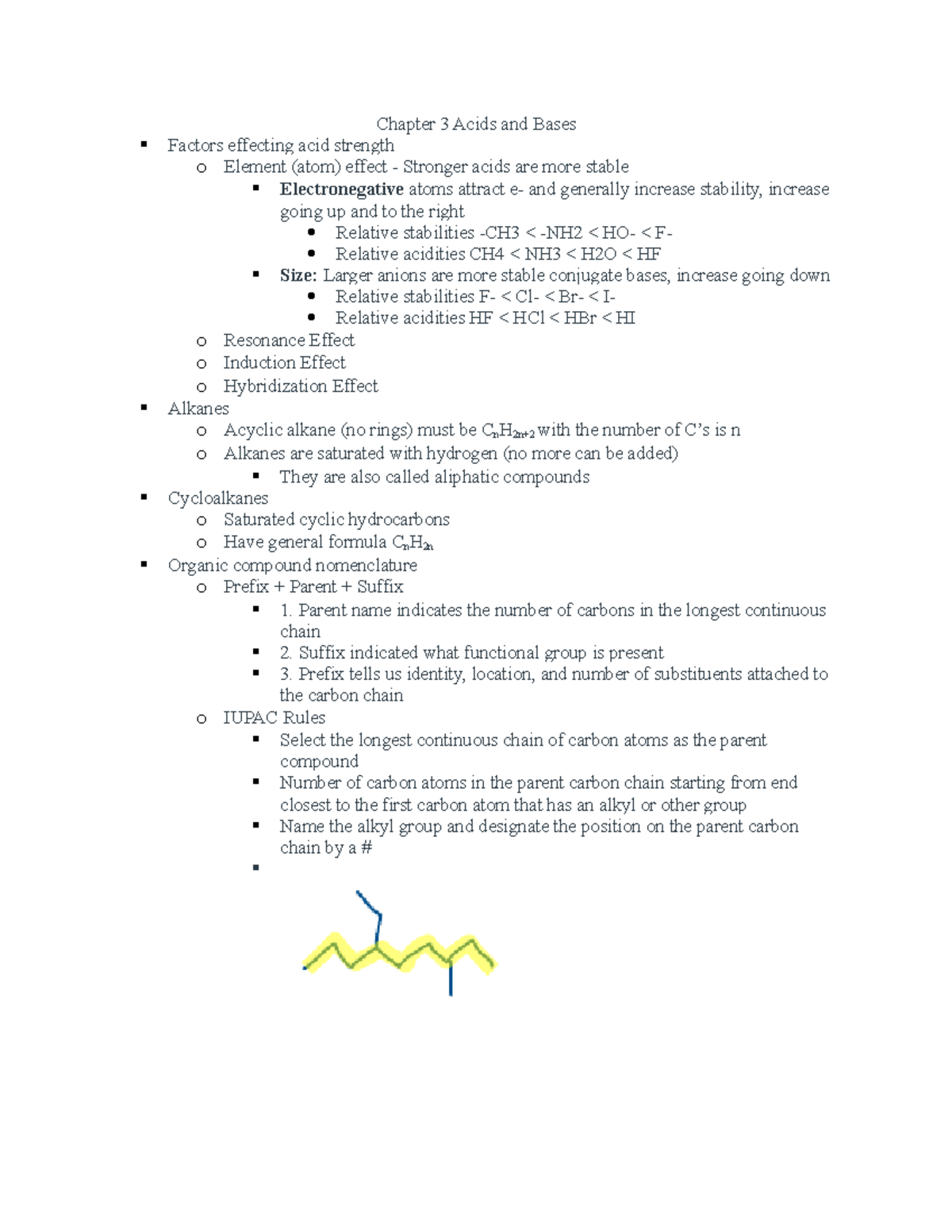 Week 2 Notes - Chapter 3 Acids and Bases Factors effecting acid ...