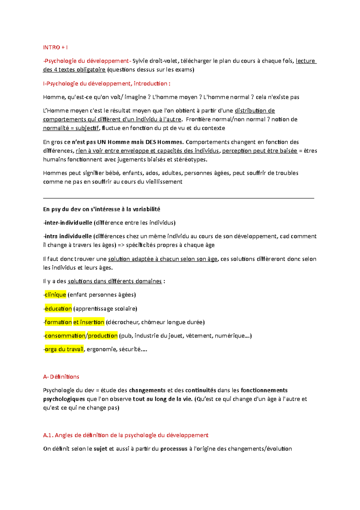 Studydoc - intro + grand I - INTRO + I -Psychologie du développement ...