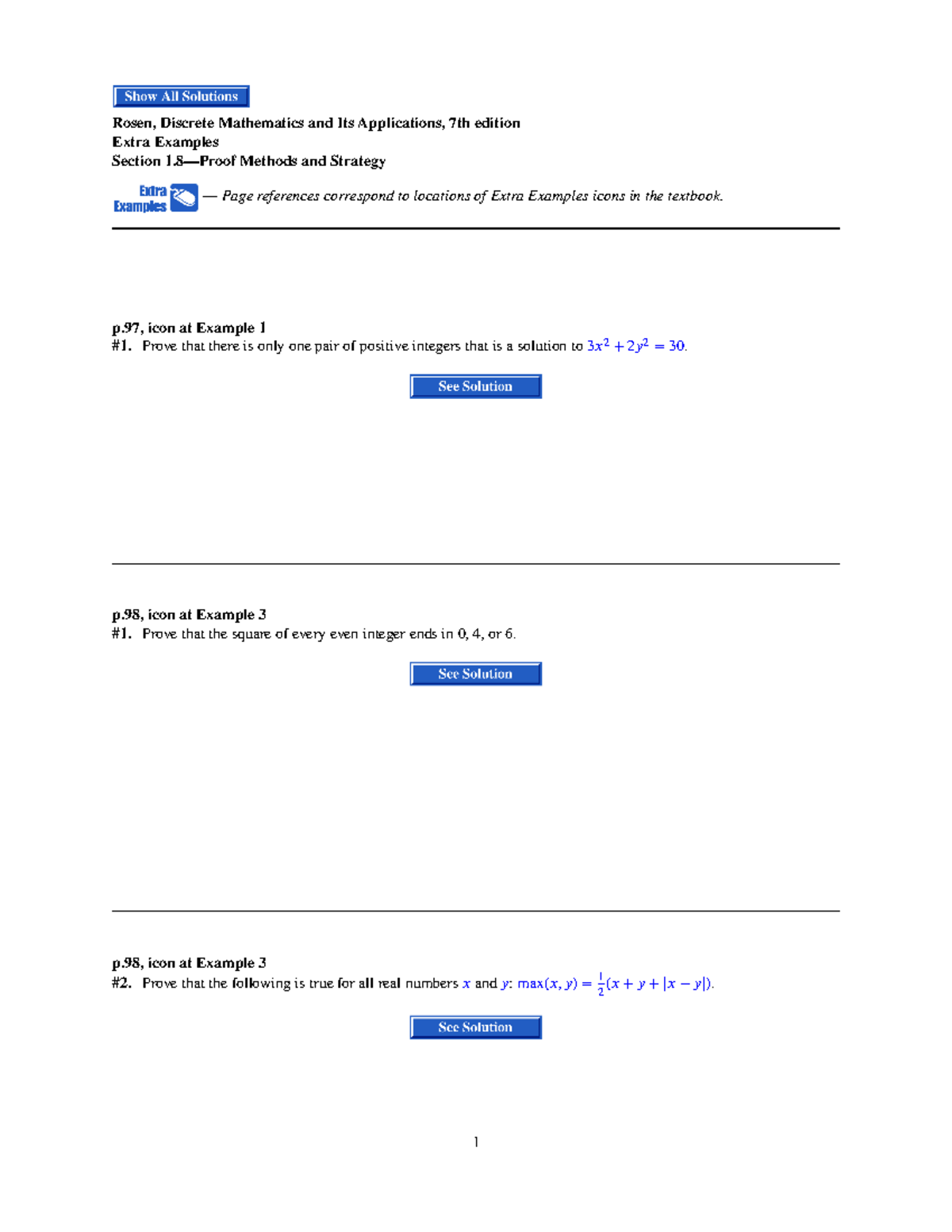 Rosen Section 1.8 Extra Examples - Rosen, Discrete Mathematics and Its ...