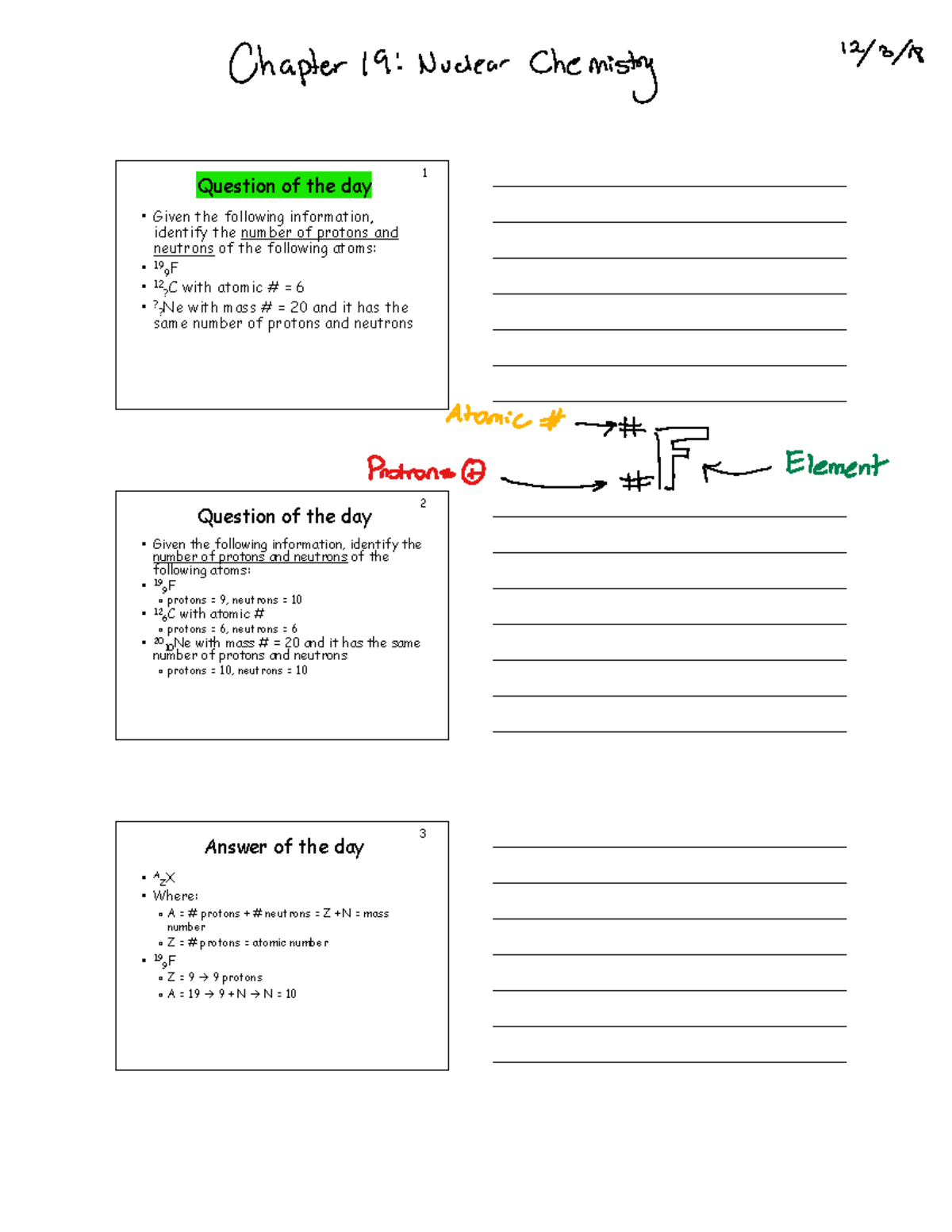 Chem51 Chapter 19 Nuclear Chem Lecture 1 - Question of the day • Given ...
