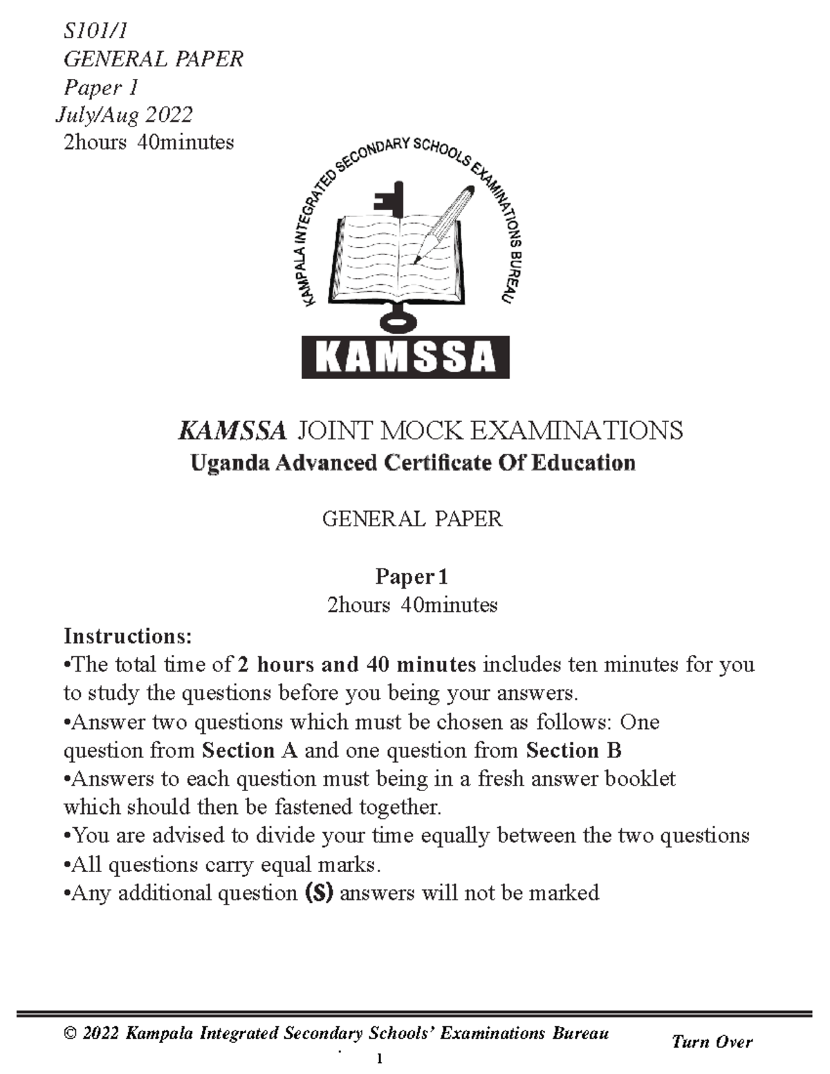 2 General P1 - S101/ GENERAL PAPER Paper 1 July/Aug 2022 2hours ...