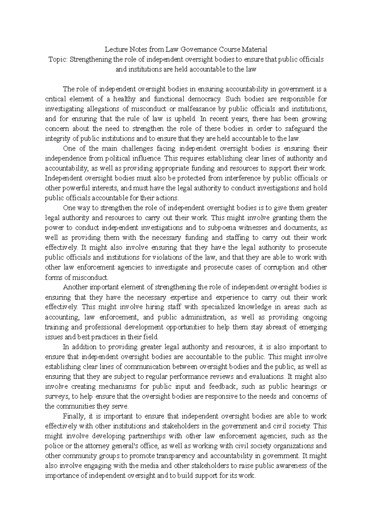 3. Lecture Notes Law Governance#3 - Lecture Notes from Law Governance ...