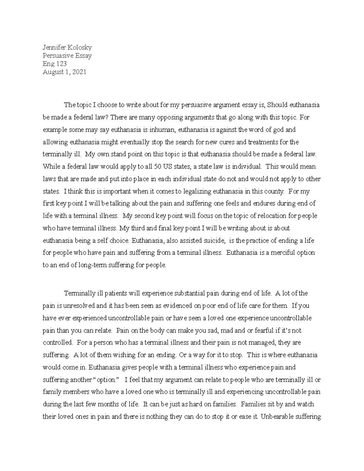 Document essay copy copy copy - Jennifer Kolosky Persuasive Essay Eng ...