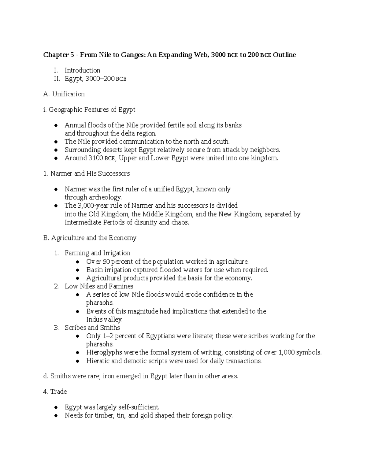 Chapter 5 Outline World History - Chapter 5 - From Nile to Ganges: An ...