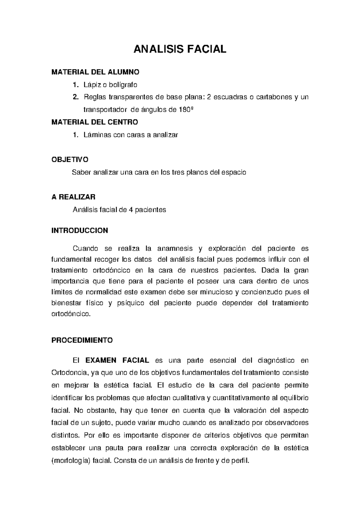 Analisis Facial Del Paciente En Ortodoncia Analisis Facial Material