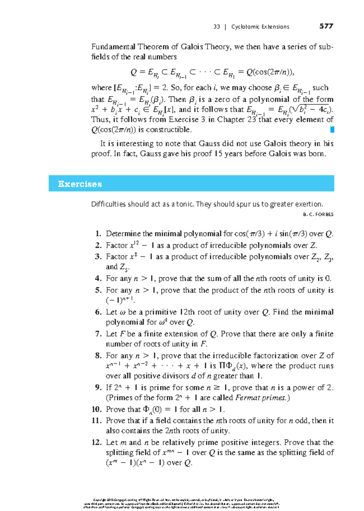 Exercise Cyclotomic Extensions - 33 | Cyclotomic Extensions 577 ...