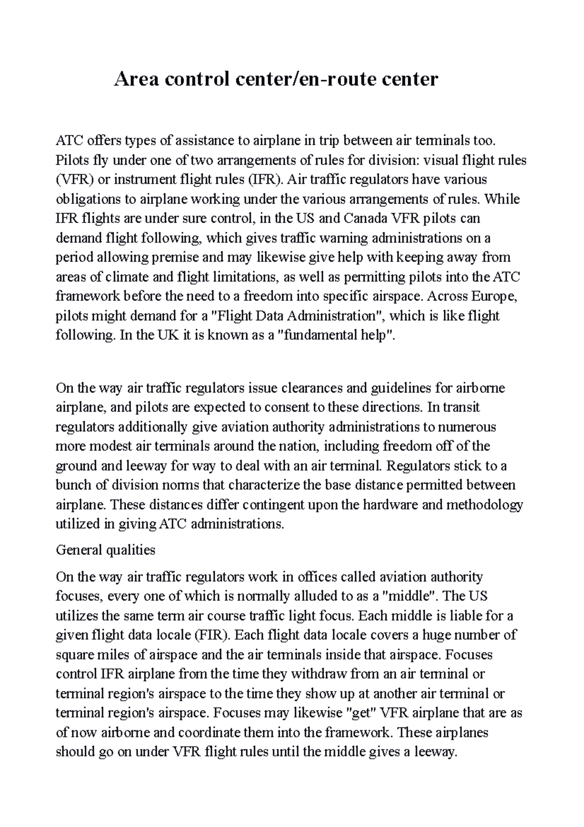 Area control center or en-route center - Area control center/en-route ...