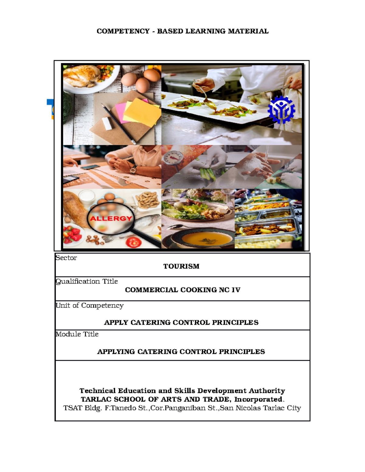 CORE 3-COM COOK NC IV - apply catering - COMPETENCY - BASED LEARNING ...